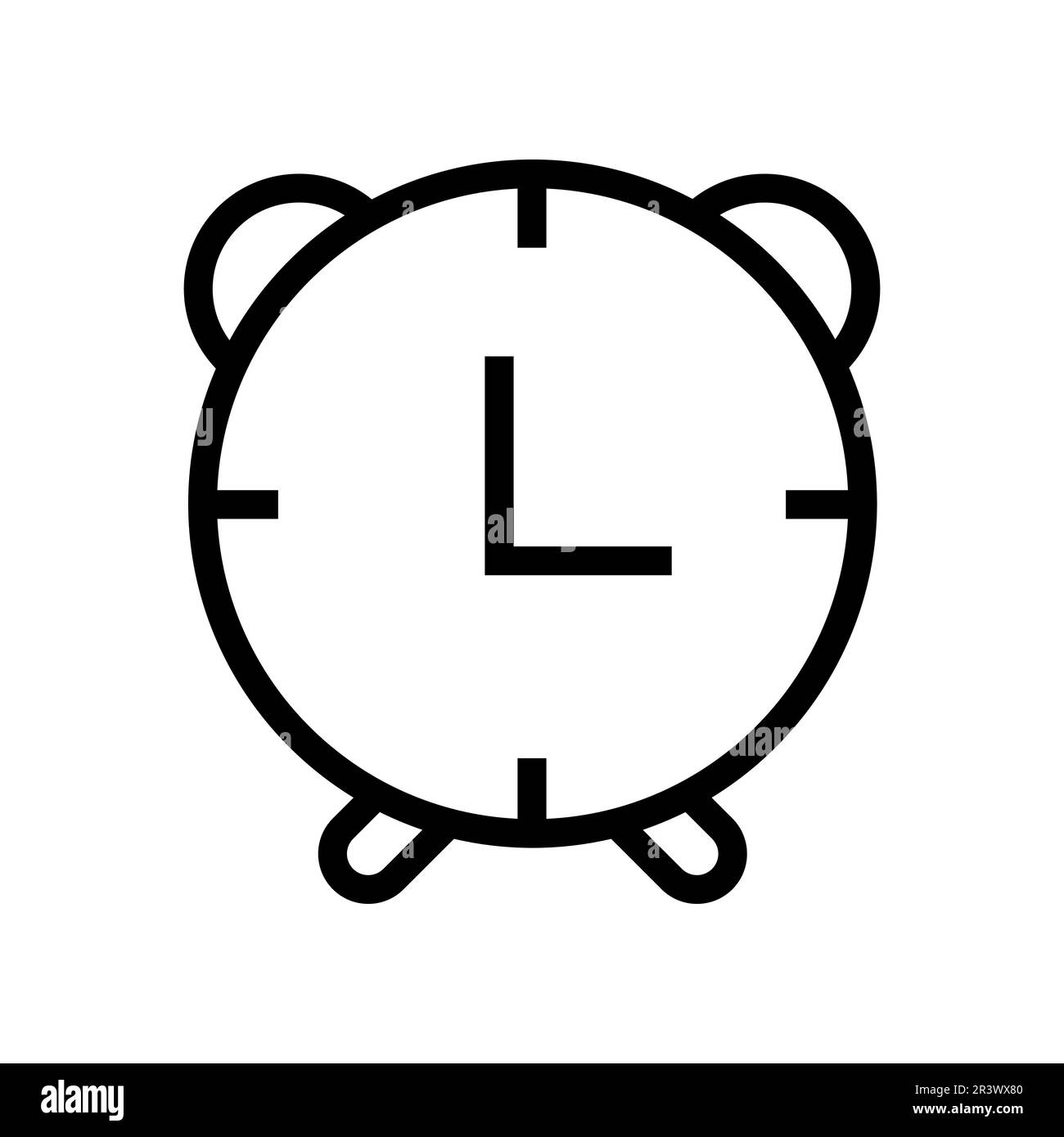 Alarm clock Lineal Icon Symbol Vector. Black Outline Alarm clock Icon ...