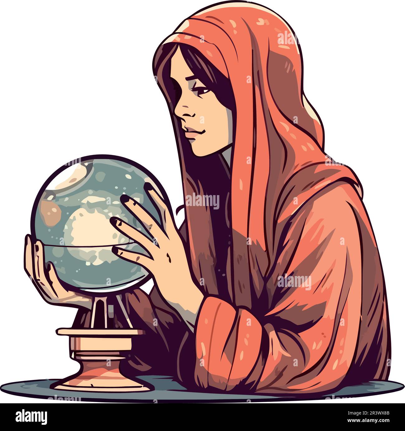 witch with magic crystal ball Stock Vector Image & Art - Alamy