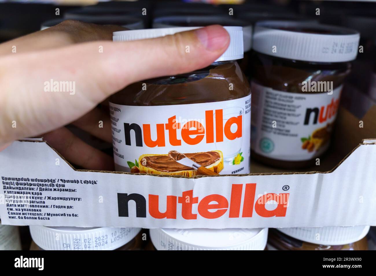 Tyumen, Russia-May 05, 2023: Nutella hazelnut cocoa spread - widely popular brand name by ...
