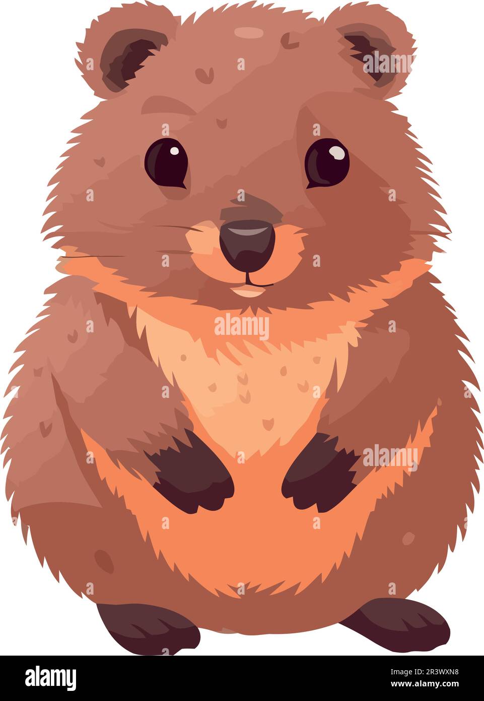 Cute beaver mascot sitting with fluffy tail, smiling cheerfully Stock ...