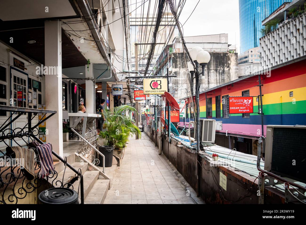 View of the upper level of small bars on Soi 2 Patpong Bangkok Thailand ...