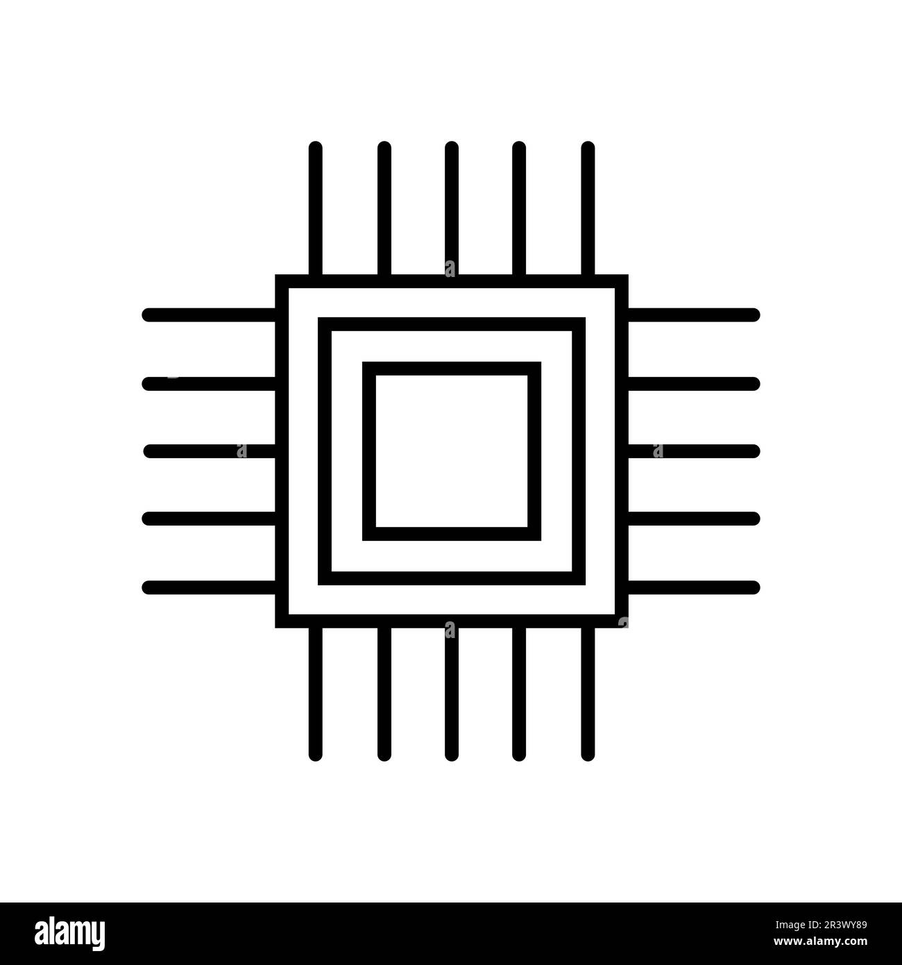 Chip Lineal Icon Symbol Vector. Black Outline Chip Icon Stock Vector ...