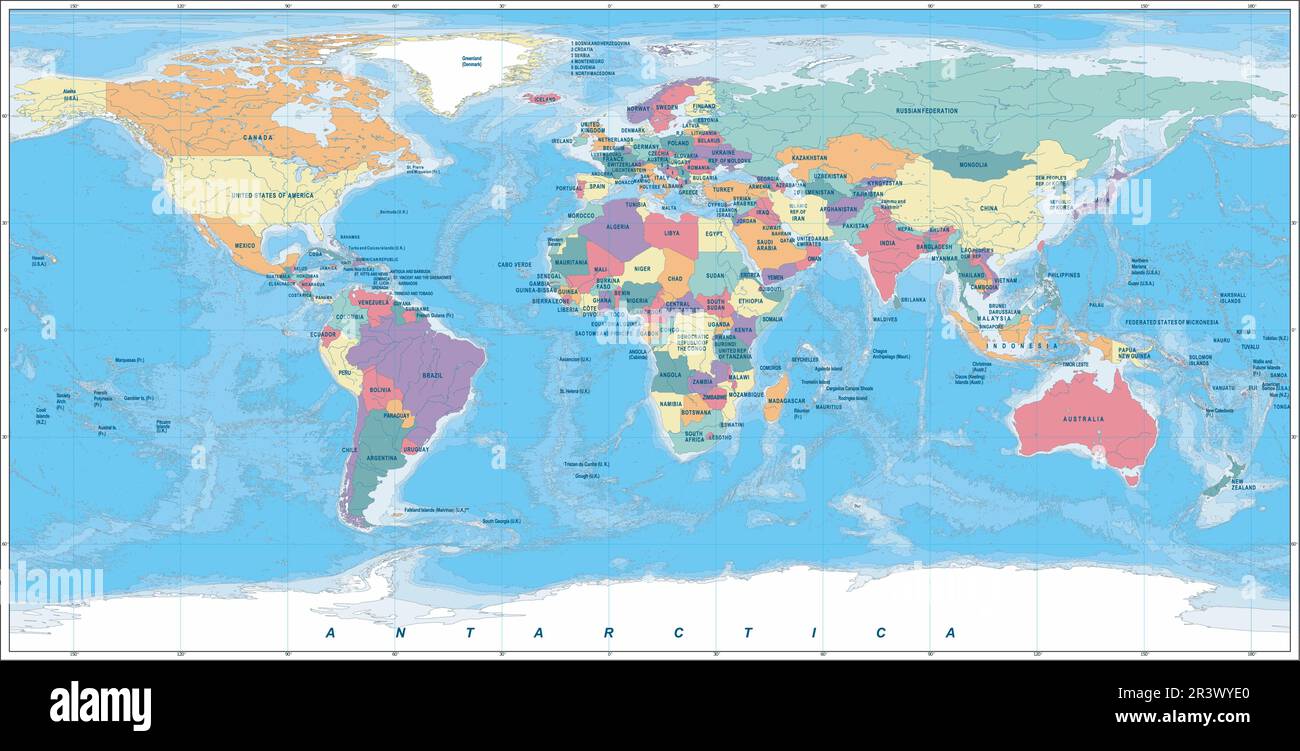 Color blind friendly political World Map Stock Vector Image & Art - Alamy