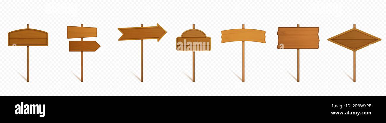 Wood arrow sign board vector. Road pointer placard vector. 3d blank ...