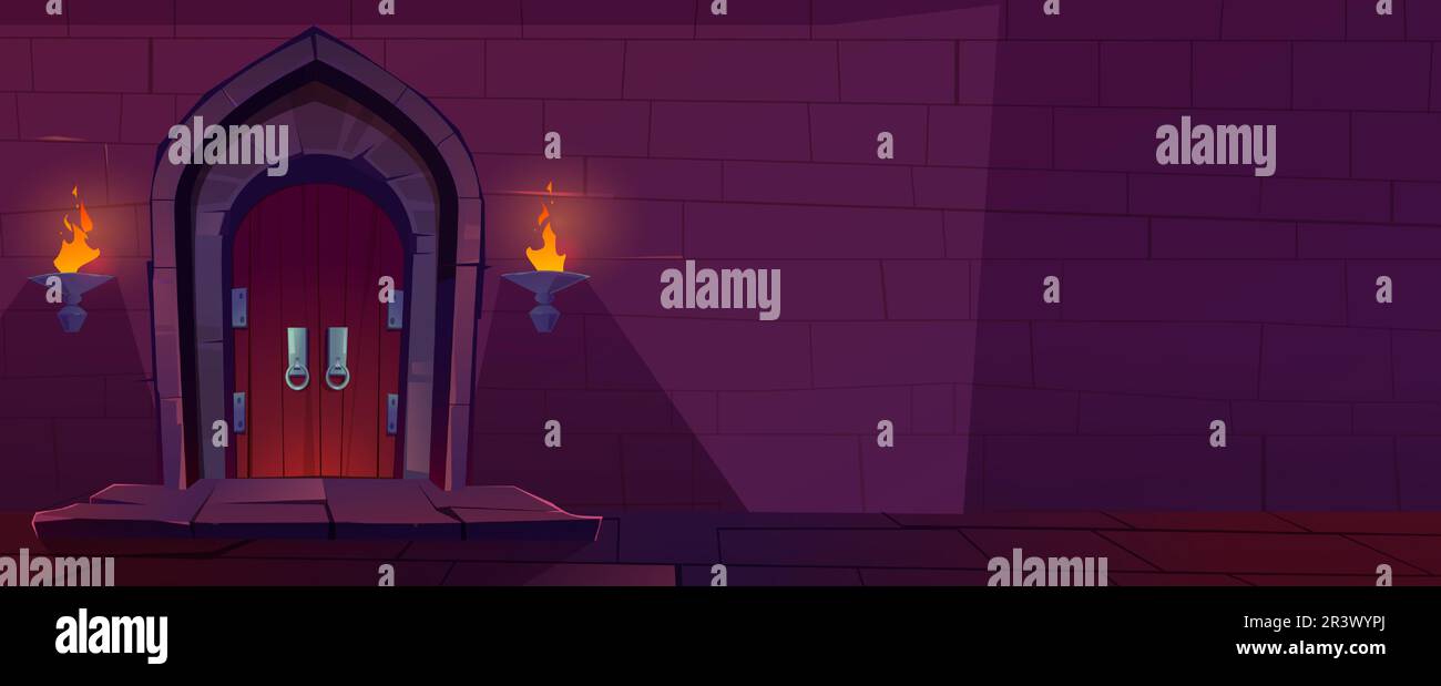 Castle dungeon brick wall cartoon background for game. Dark ancient ...