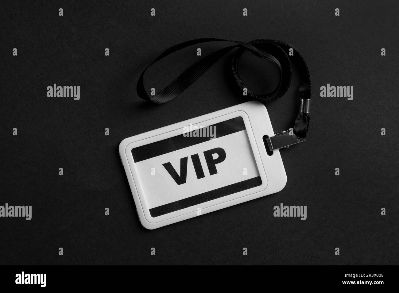 Plastic vip badge on black background, top view Stock Photo - Alamy