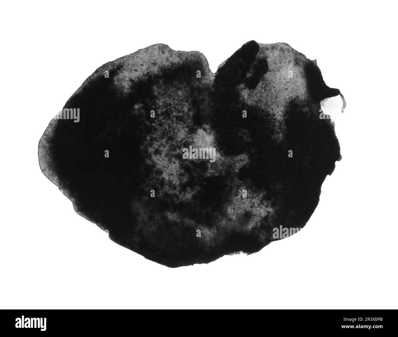 Blot of black watercolor paint isolated on white, top view Stock Photo ...