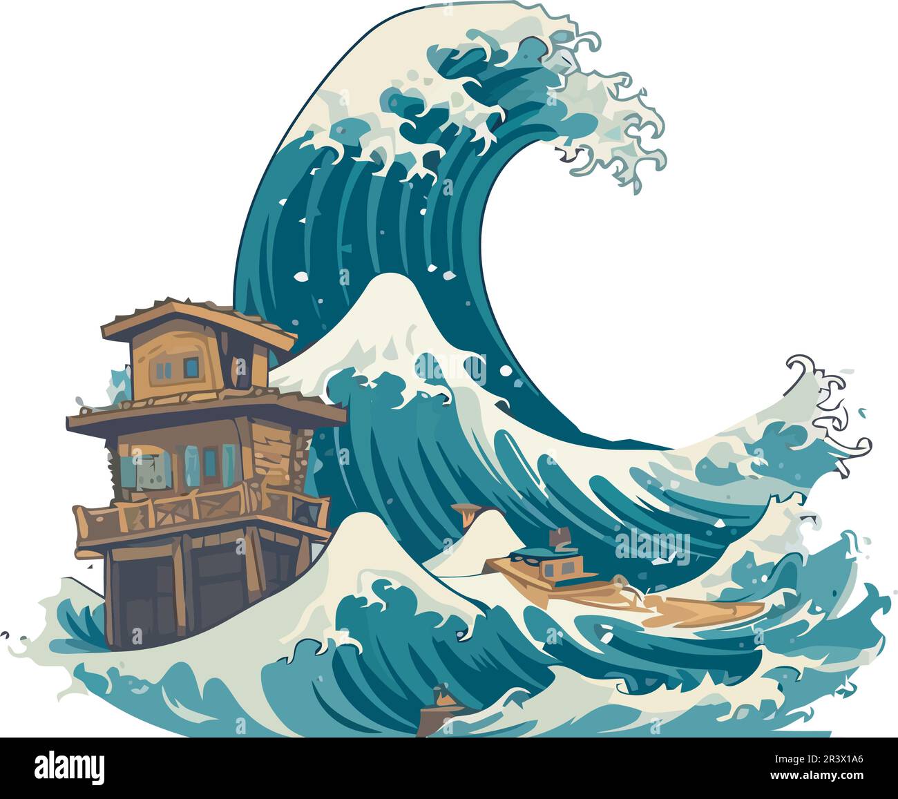 tsunami natural disaster with big wave scene Stock Vector Image & Art ...