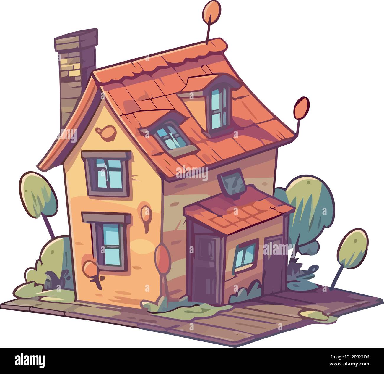 cute cottage with a thatched roof in a rural scene Stock Vector Image ...