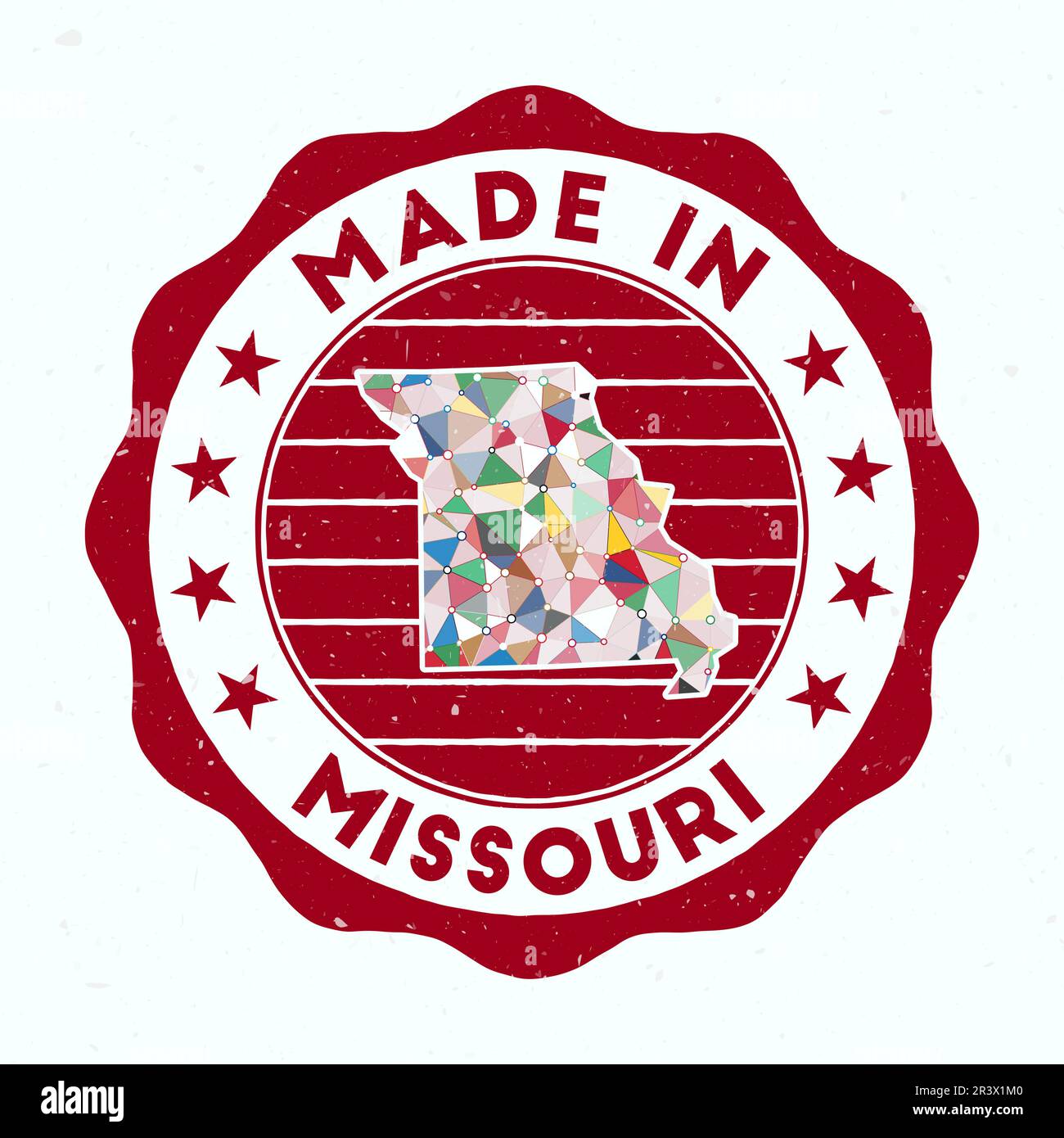 Made In Missouri. US state round stamp. Seal of Missouri with border ...