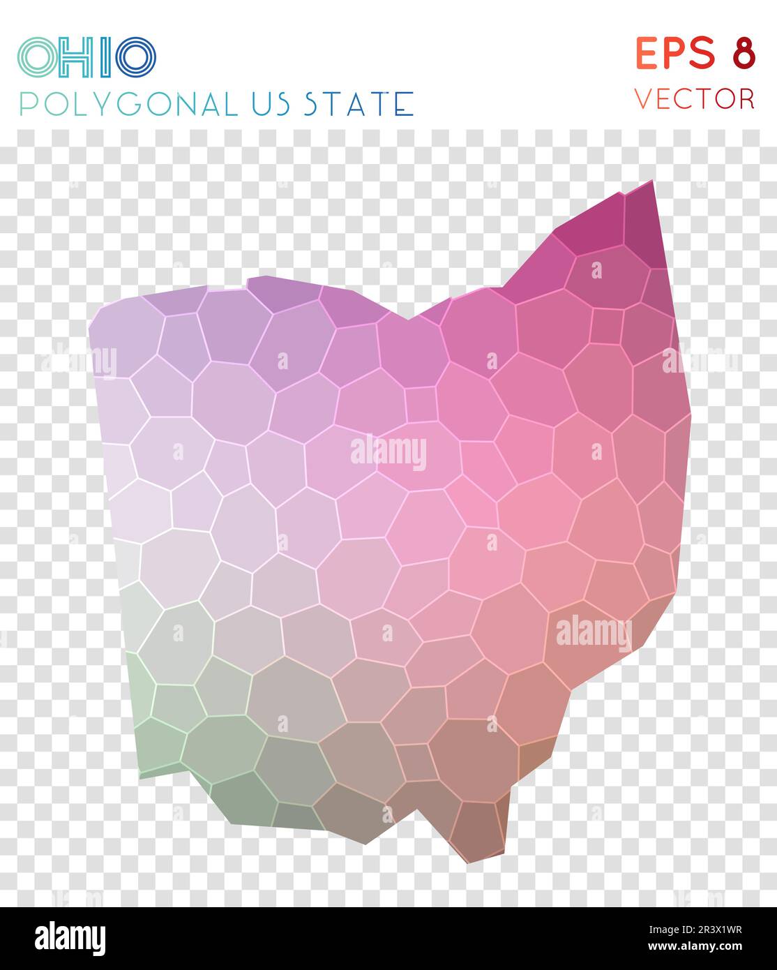Ohio polygonal map, mosaic style US state. Beautiful low poly style ...