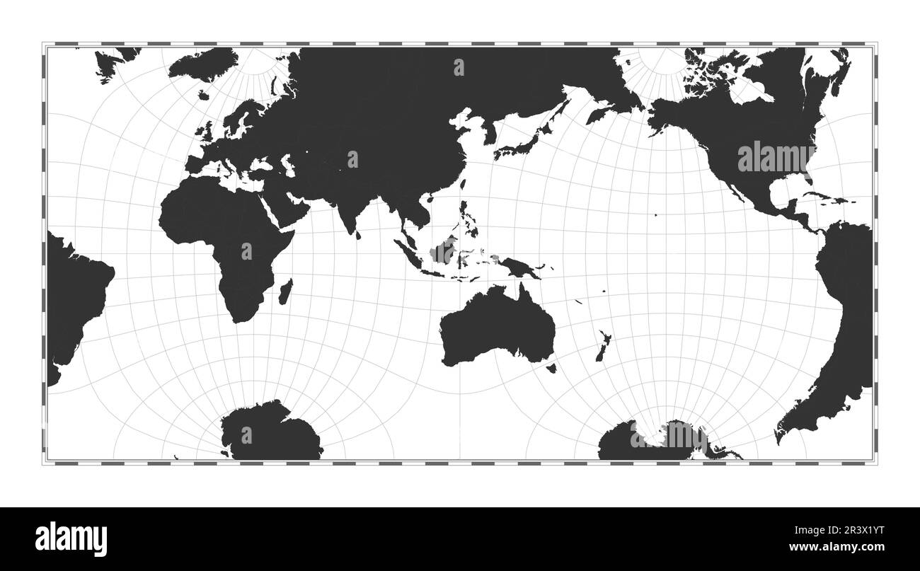 Vector world map. Guyou hemisphere-in-a-square projection. Plain world ...