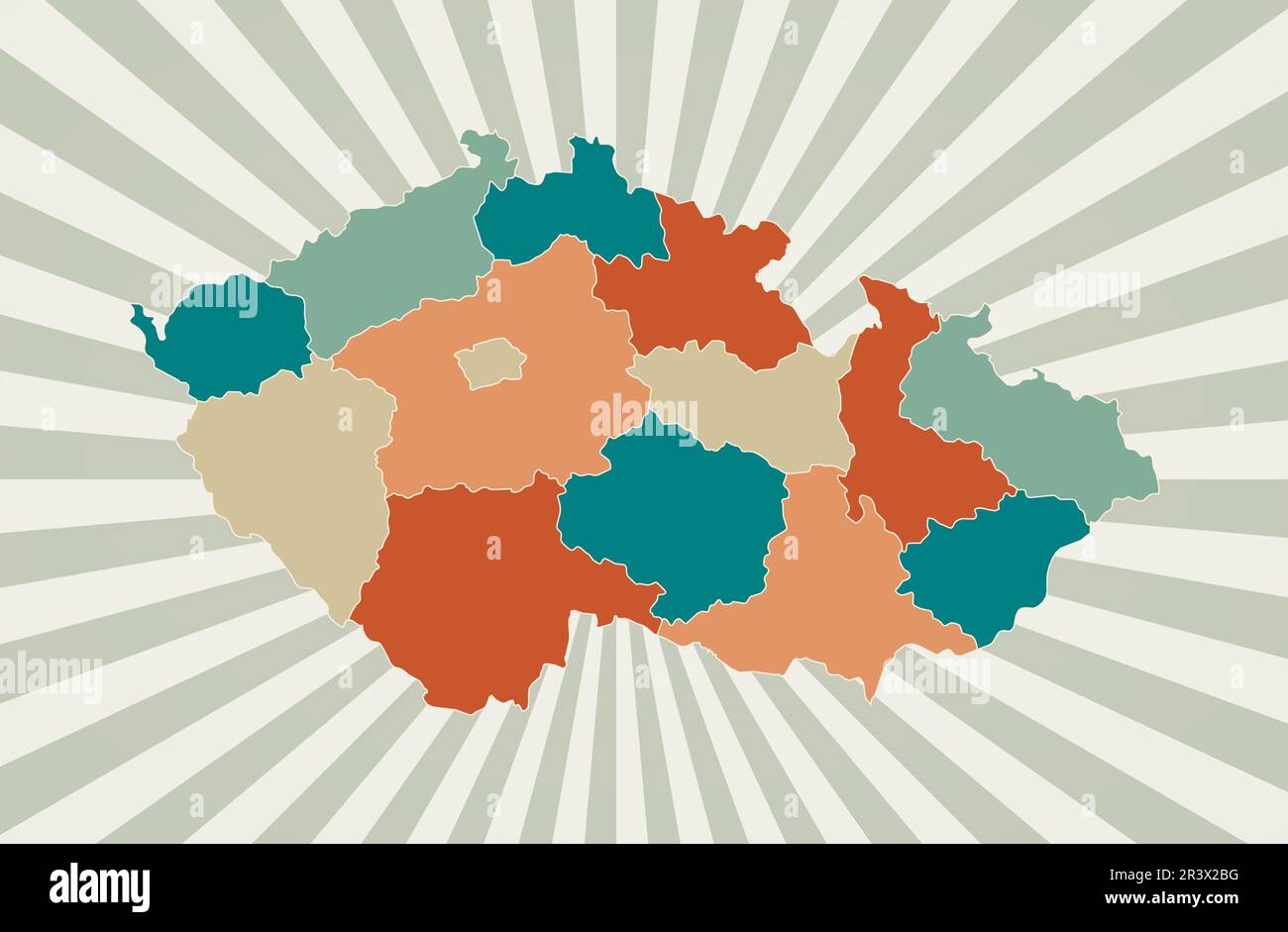 Czech Republic map. Poster with map of the country in retro color ...