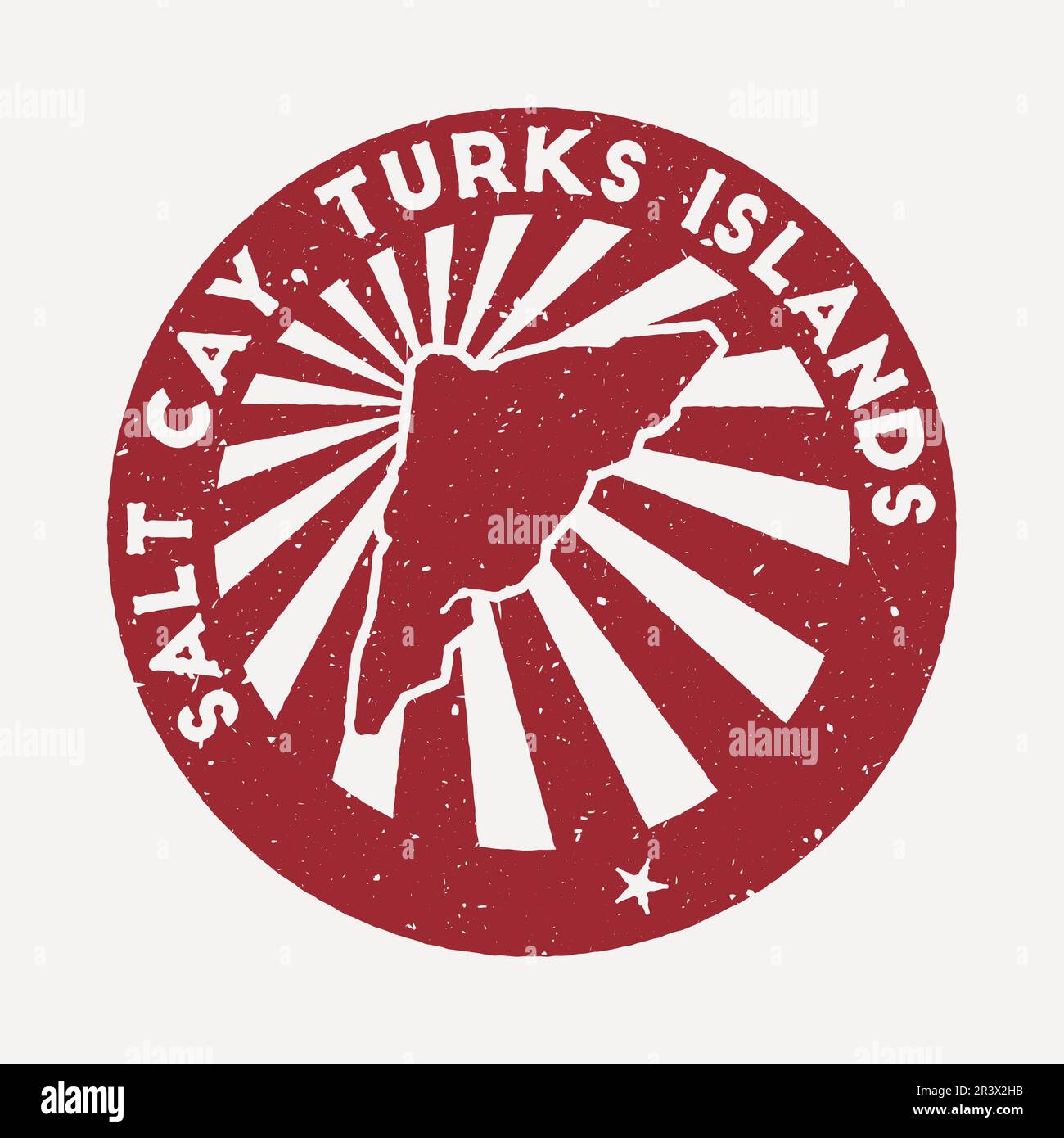 Salt Cay, Turks Islands stamp. Travel red rubber stamp with the map of ...