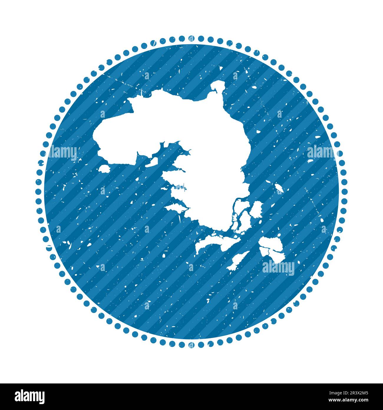 Bintan Island striped retro travel sticker. Badge with map, vector ...