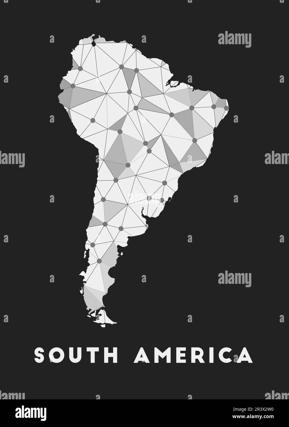 South America - communication network map of continent. South America ...