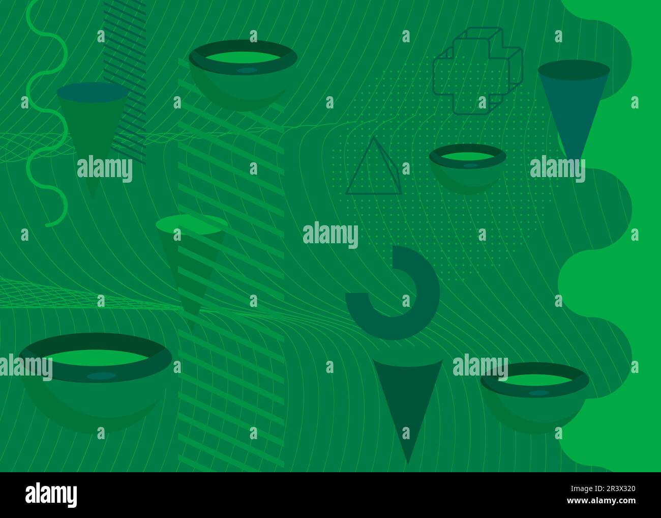 Green vibrant geometrical shapes background. Abstract old simple ...