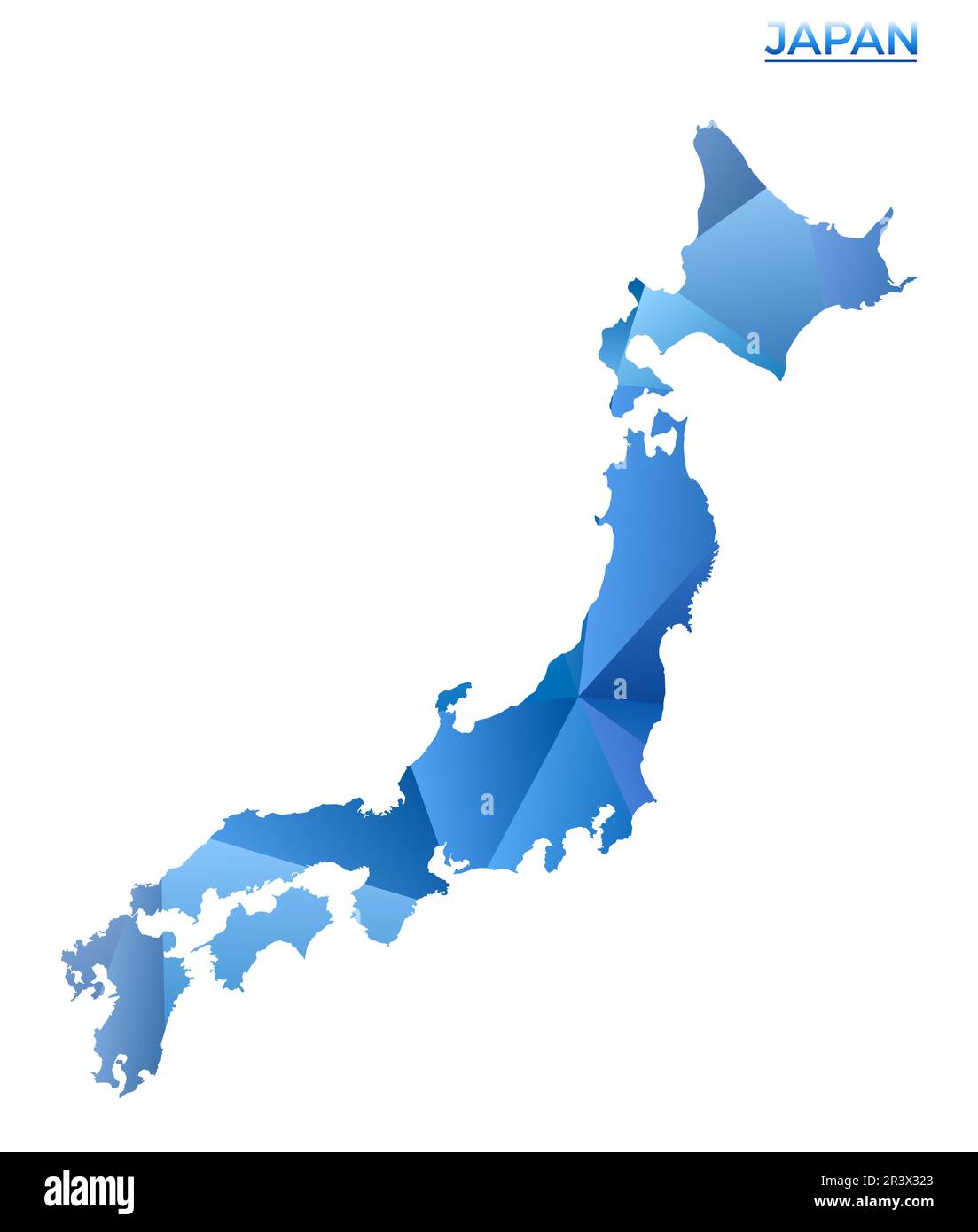Vector polygonal Japan map. Vibrant geometric country in low poly style ...