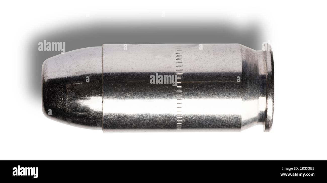 Shadow being a flat nosed 45 caliber cartridge for a semi automatic ...