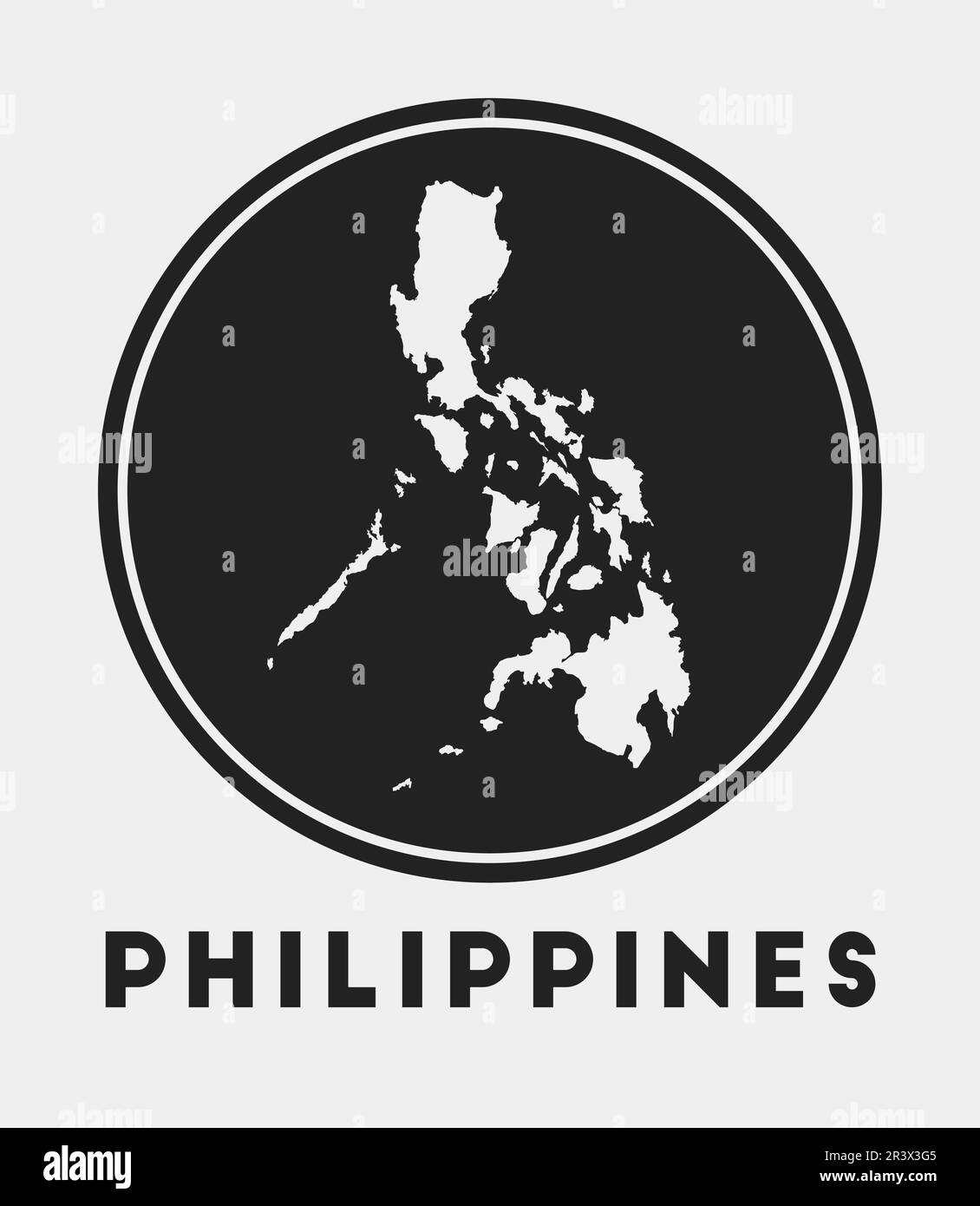 Philippines Icon Round Logo With Country Map And Title Stylish