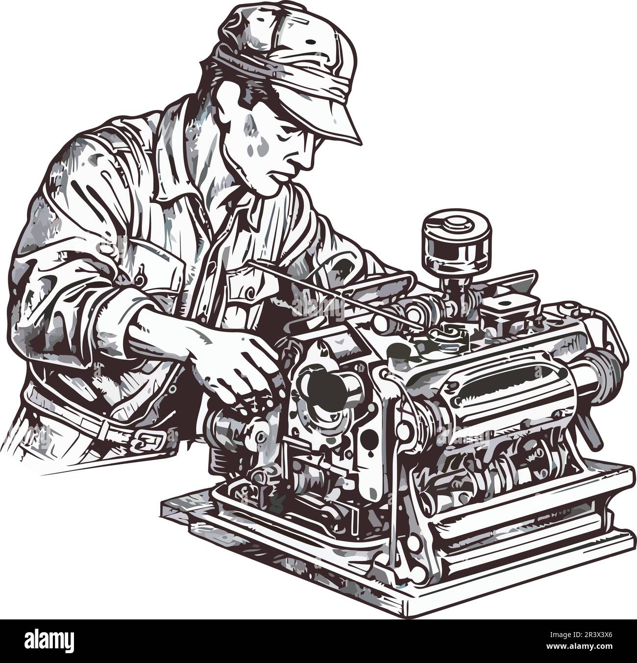 Old fashioned cutting machine Stock Vector Images - Alamy