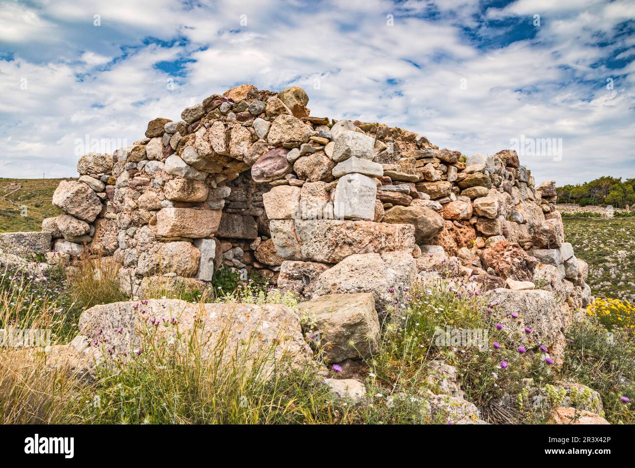 Ruined ancient temple, Tainaro Archaeological Site, near Cape Matapan ...