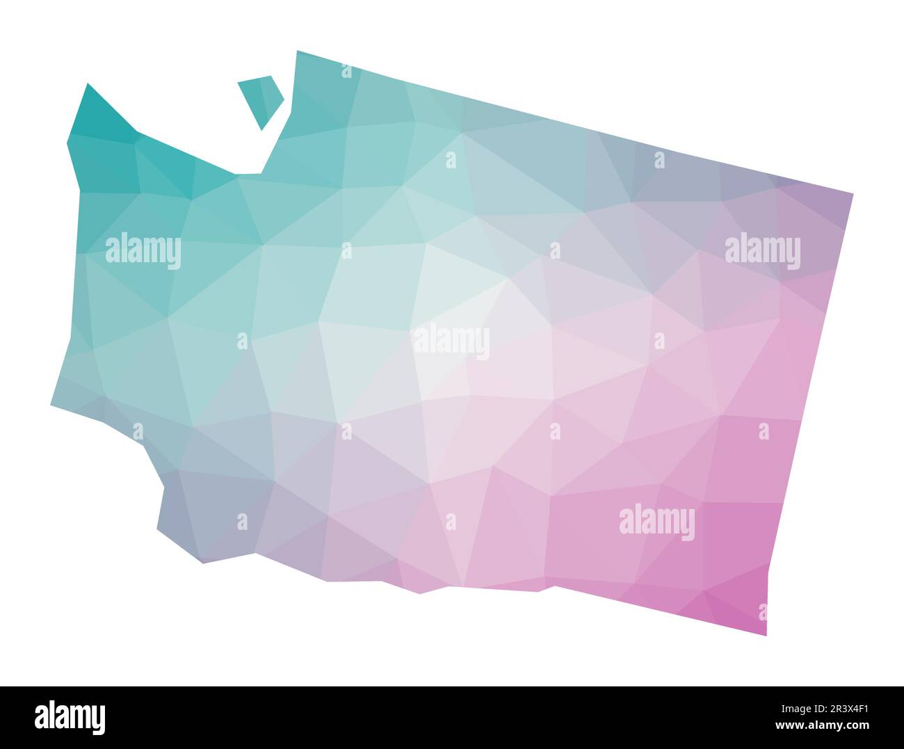Polygonal map of Washington. Geometric illustration of the US state in ...