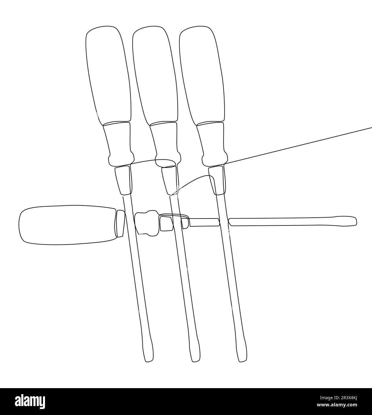 One continuous line of Screwdriver. Thin Line Illustration vector ...