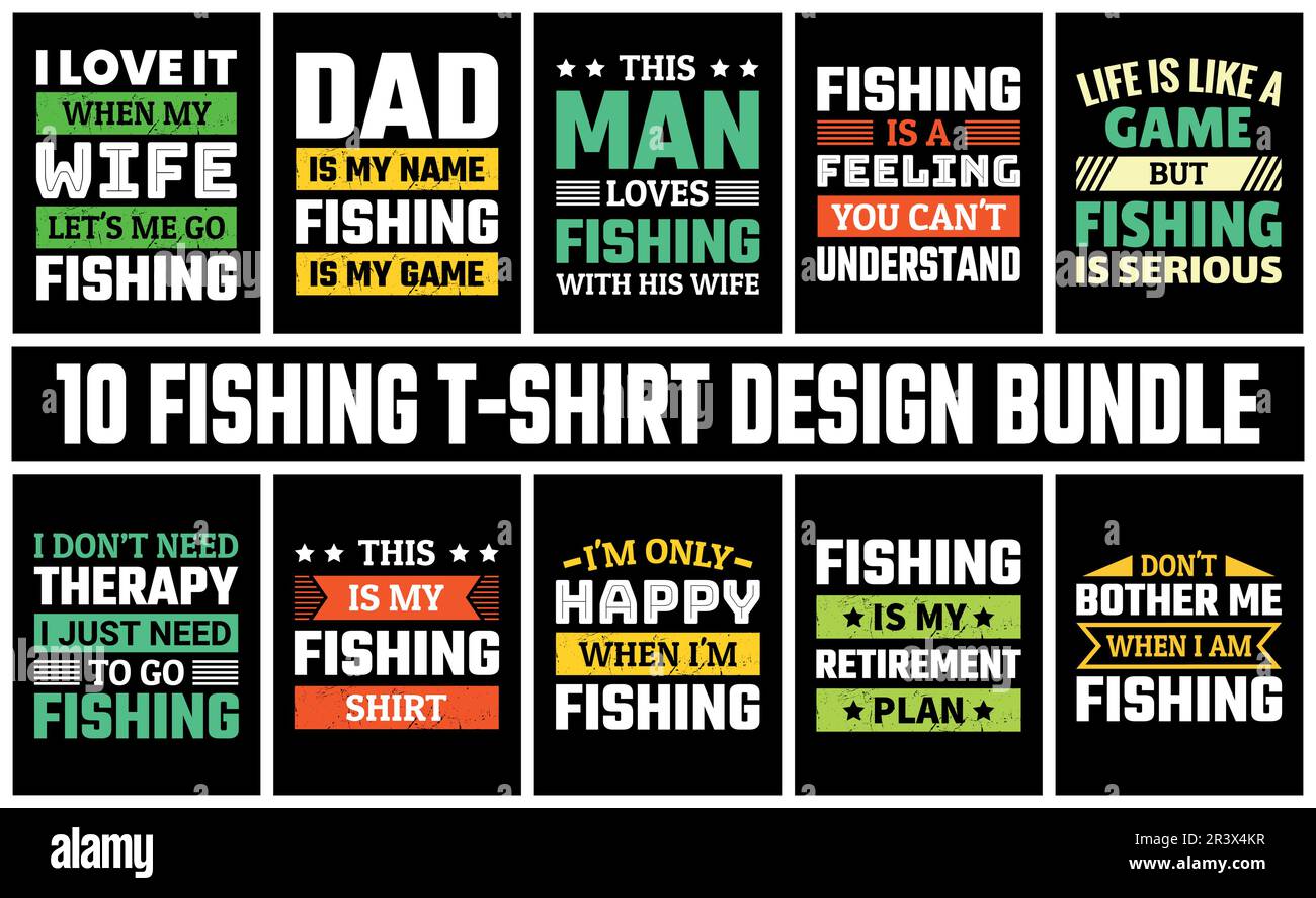 Fishing T Shirt Design Set Vector Stock Vector Image & Art - Alamy