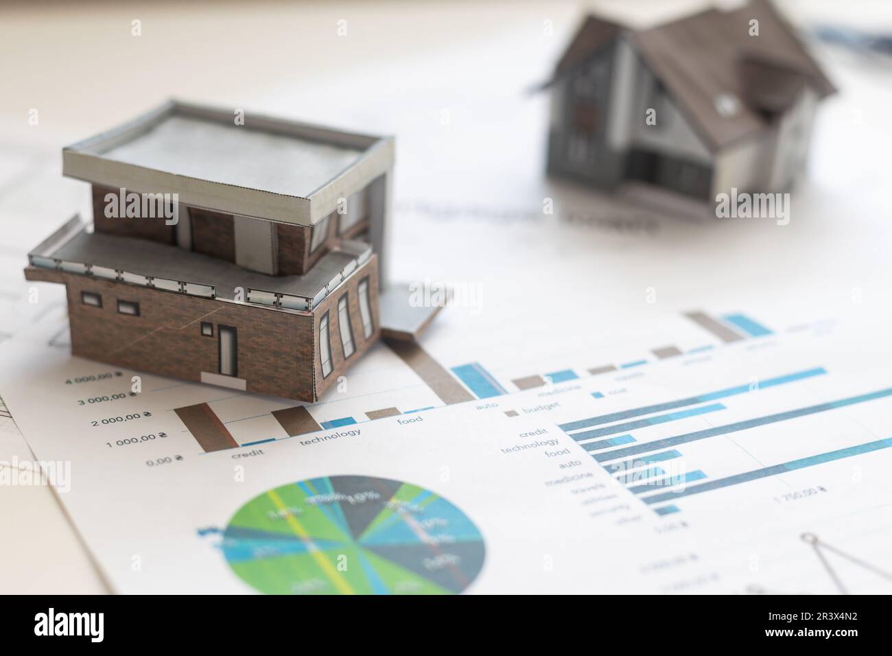 Volumetric project of house. Layout of a house with an open roof ...