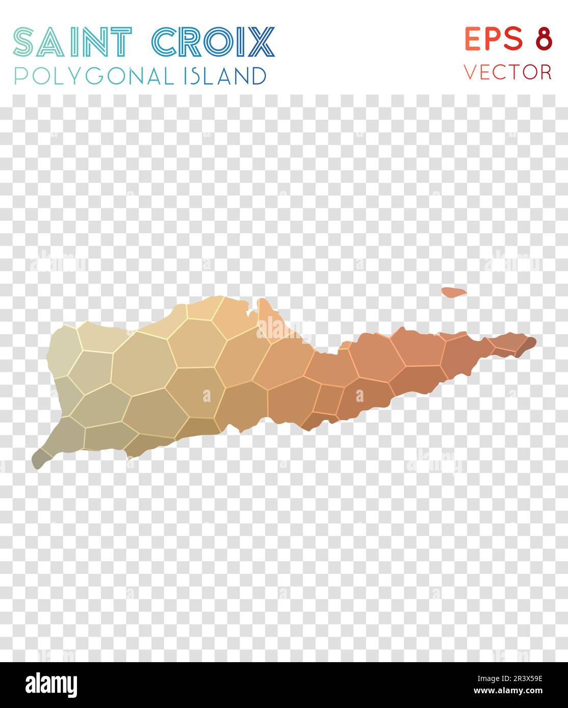 Saint Croix polygonal map, mosaic style island. Great low poly style ...
