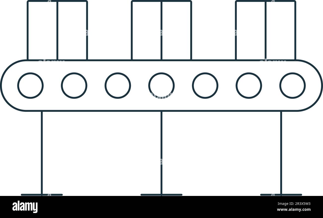 Conveyor belt icon. Monochrome simple sign from construction ...
