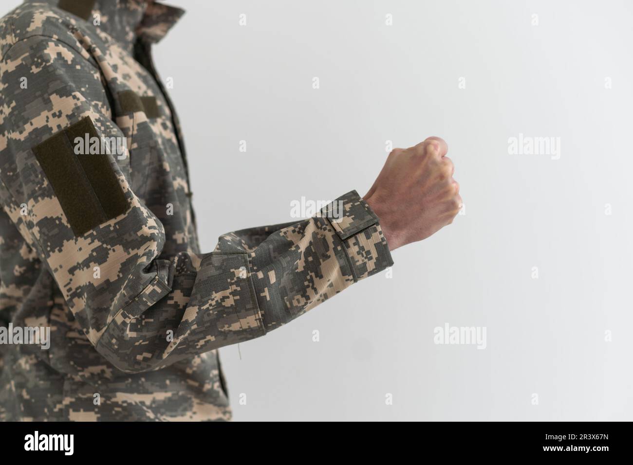 Closeup Shot Of Clasped Hands Of Unrecognizable Soldier In Camouflage ...