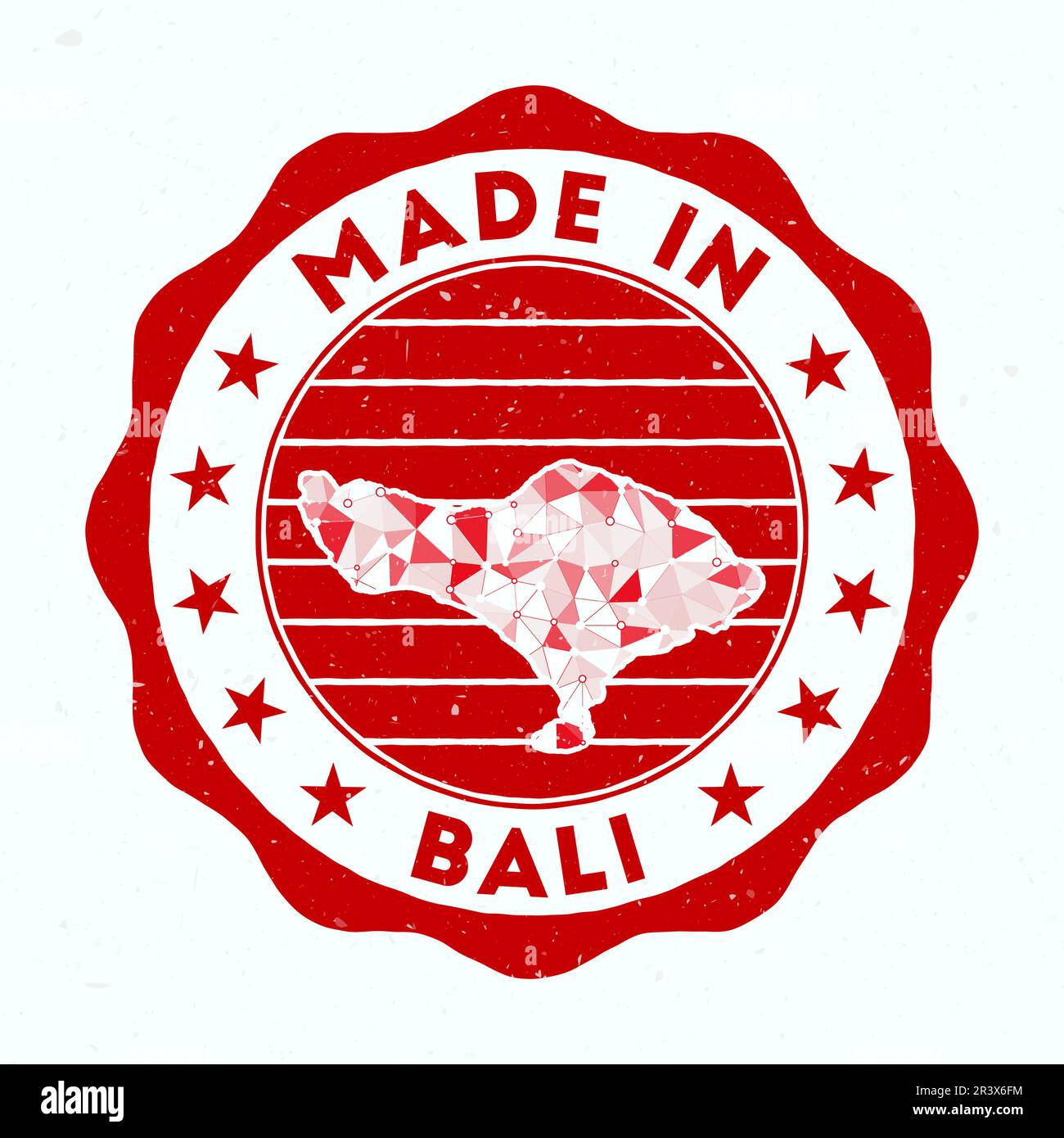 Made in Bali. Island round stamp. Seal of Bali with border shape ...