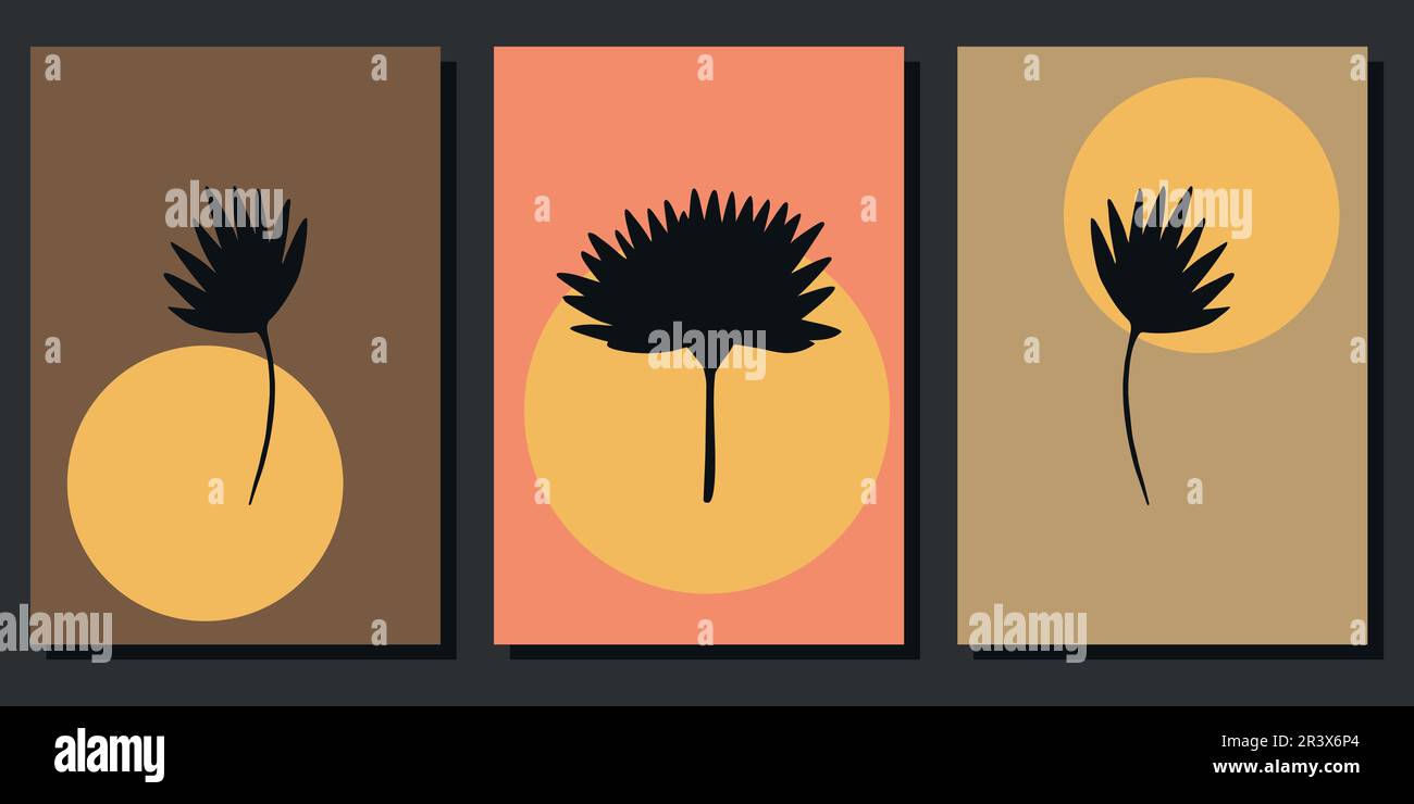 Set of creative illustrations with botanical elements and shapes. For ...