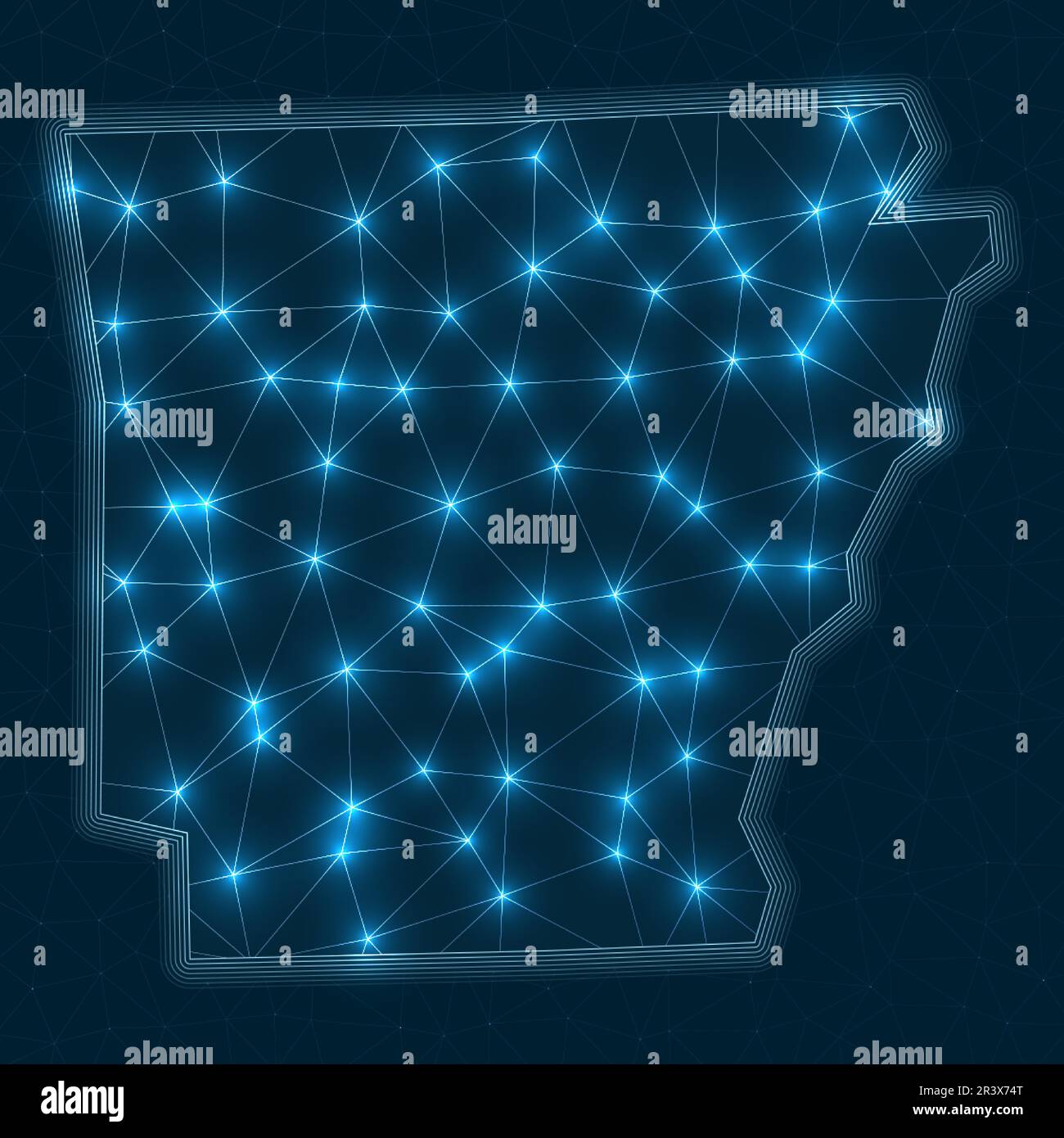 Arkansas network map. Abstract geometric map of the us state. Digital ...