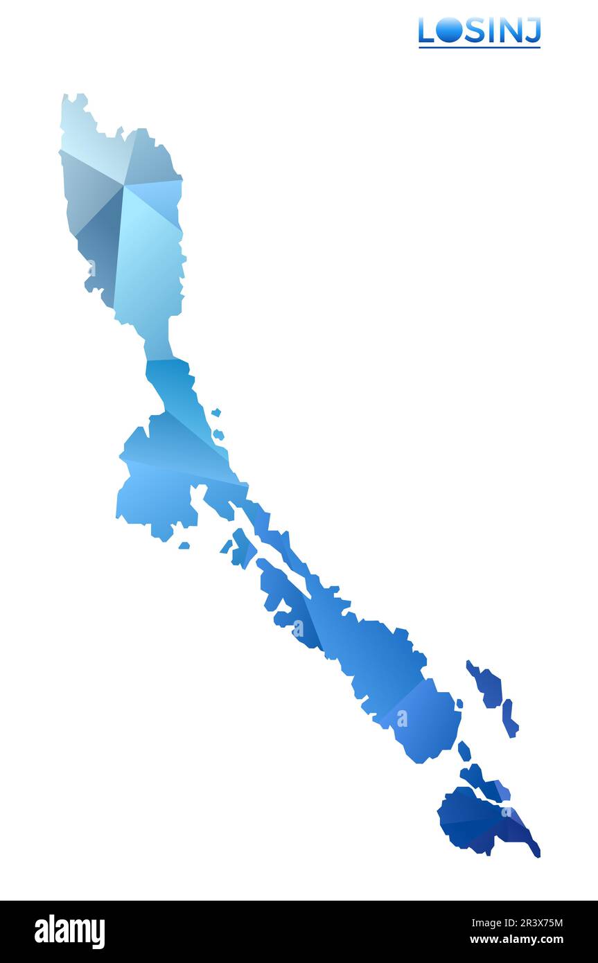Vector polygonal Losinj map. Vibrant geometric island in low poly style ...