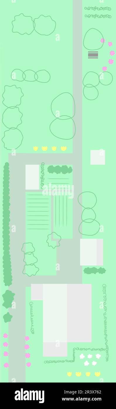 Low contrast garden plan geometric simple style for background or ...