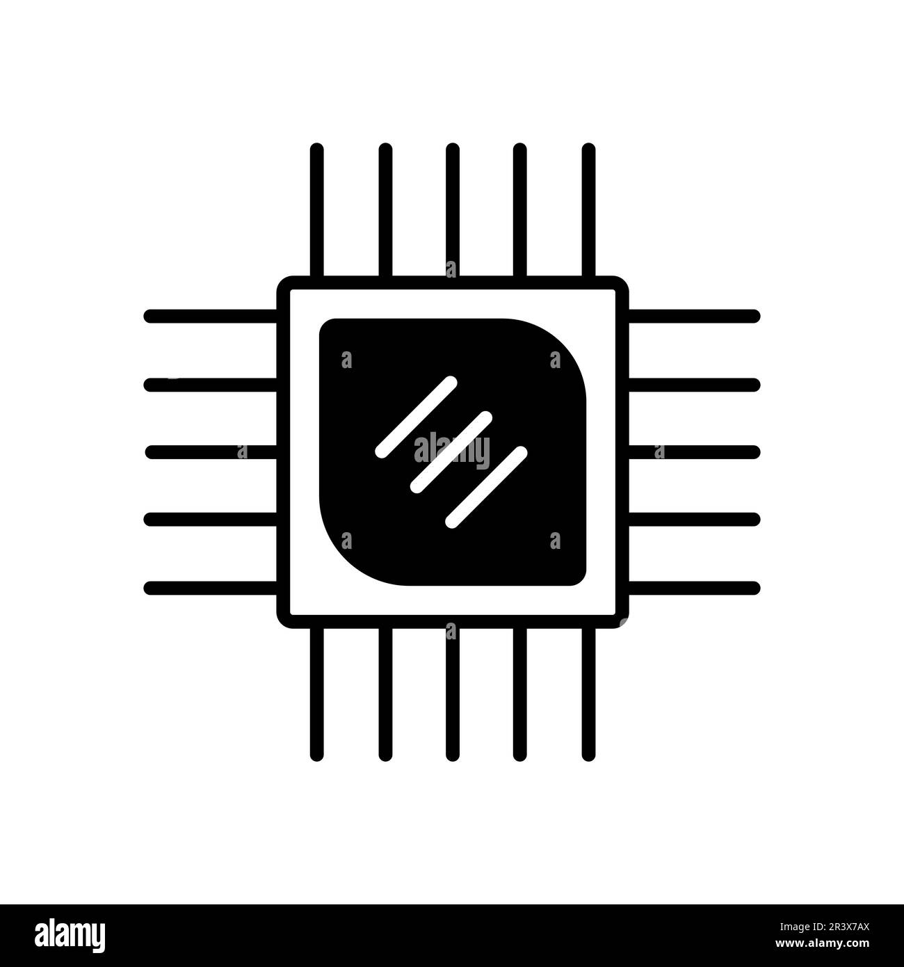 Chip Fill Icon Symbol Vector. Black Glyph Chip Icon Stock Vector Image ...