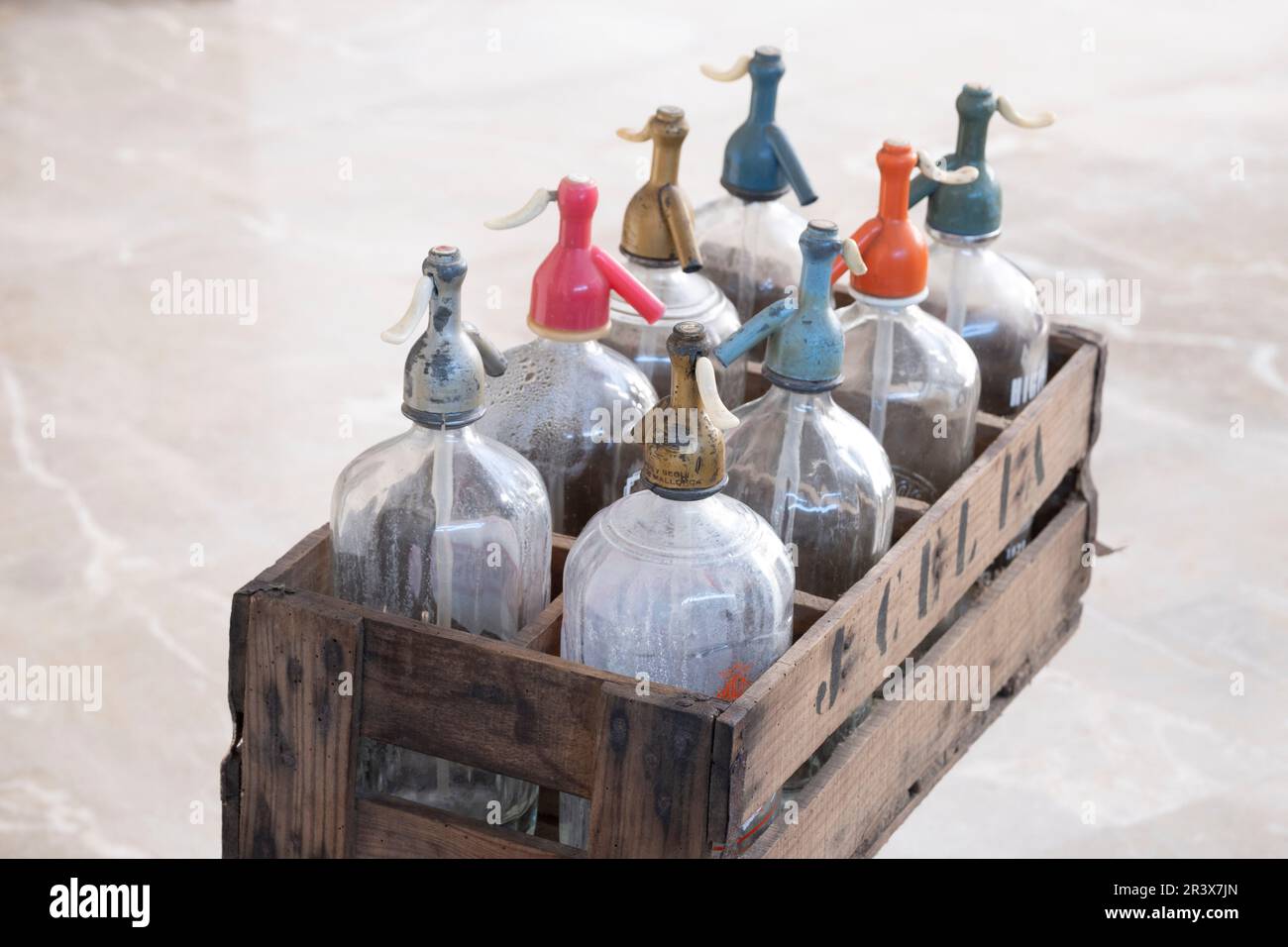old pressure siphon box, Mallorca, Balearic Islands, Spain Stock Photo ...
