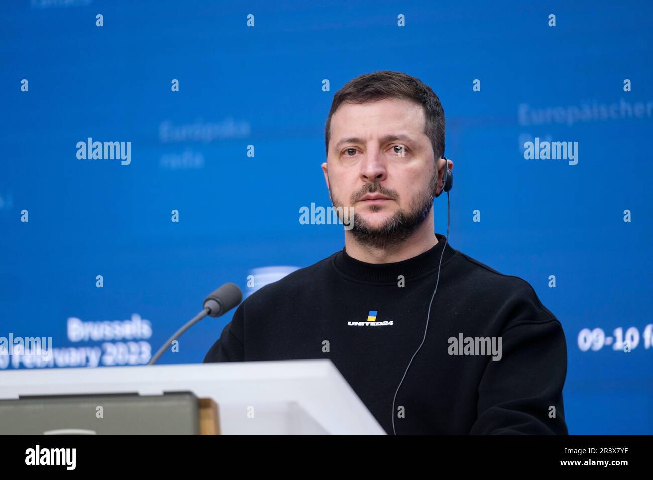 Belgium, Brussels, February 9, 2023: Ukrainian President Volodymyr ...