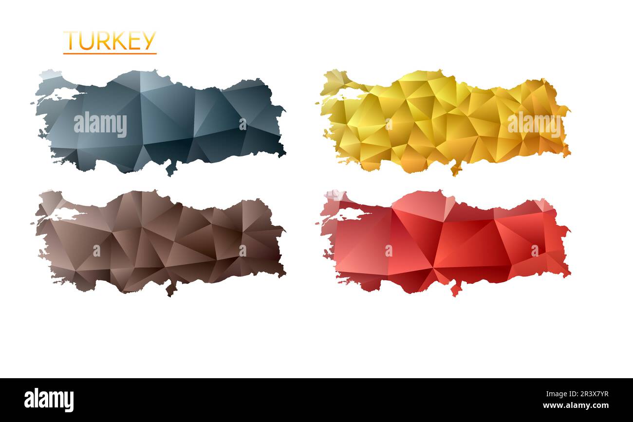 Set of vector polygonal maps of Turkey. Bright gradient map of country ...
