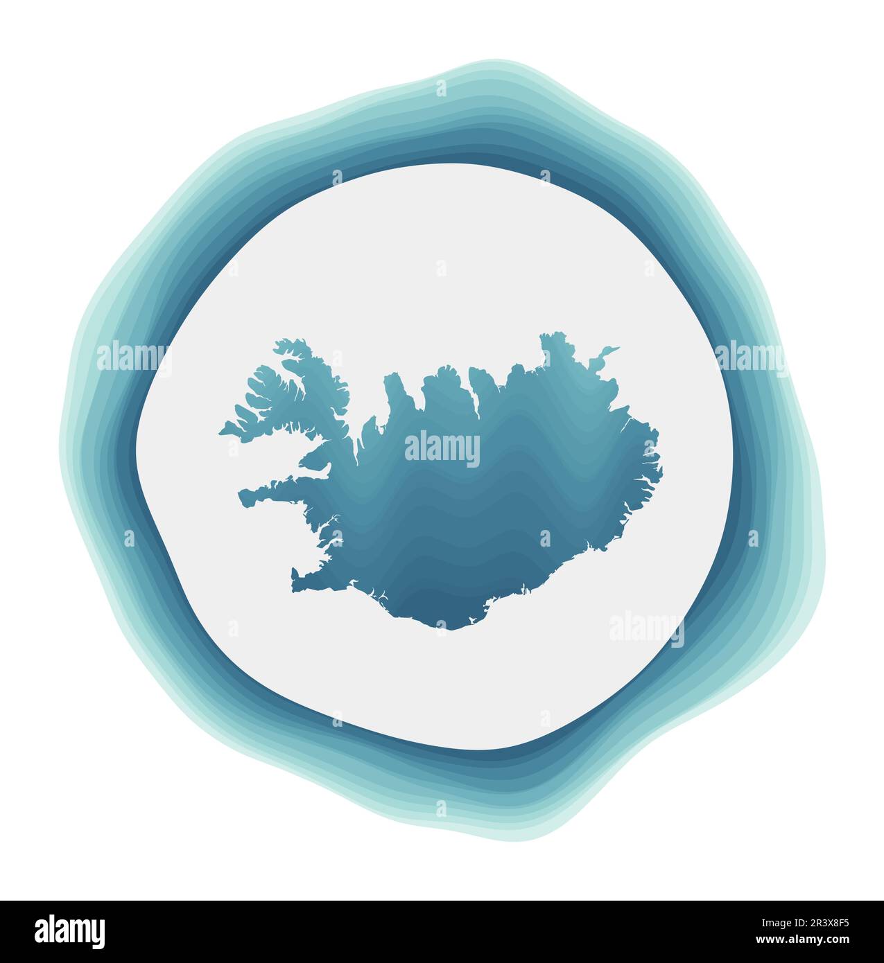 Iceland logo. Badge of the country. Layered circular sign around ...