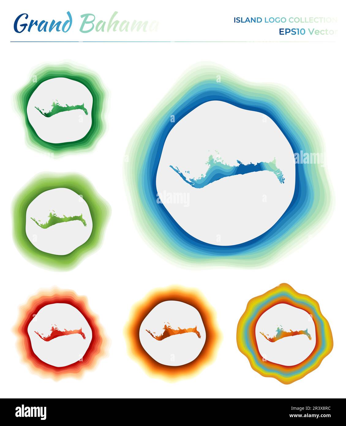 Grand Bahama logo collection. Colorful badge of the island. Layers ...