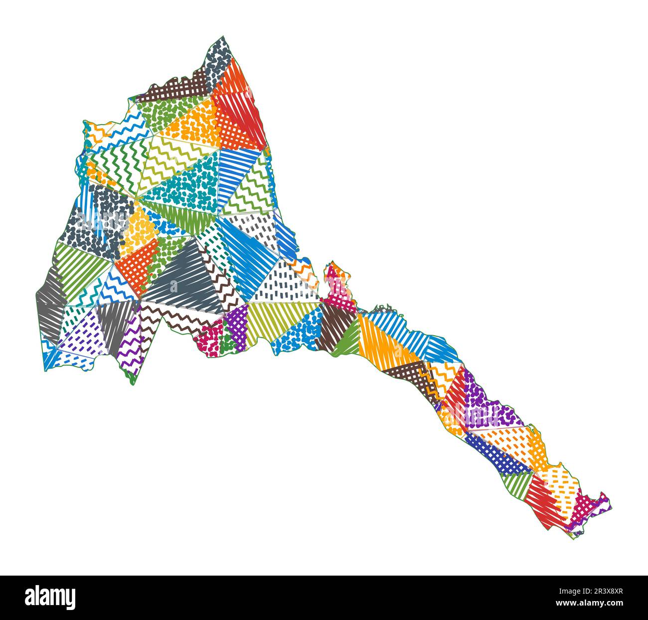 Kid style map of Eritrea. Hand drawn polygons in the shape of Eritrea ...