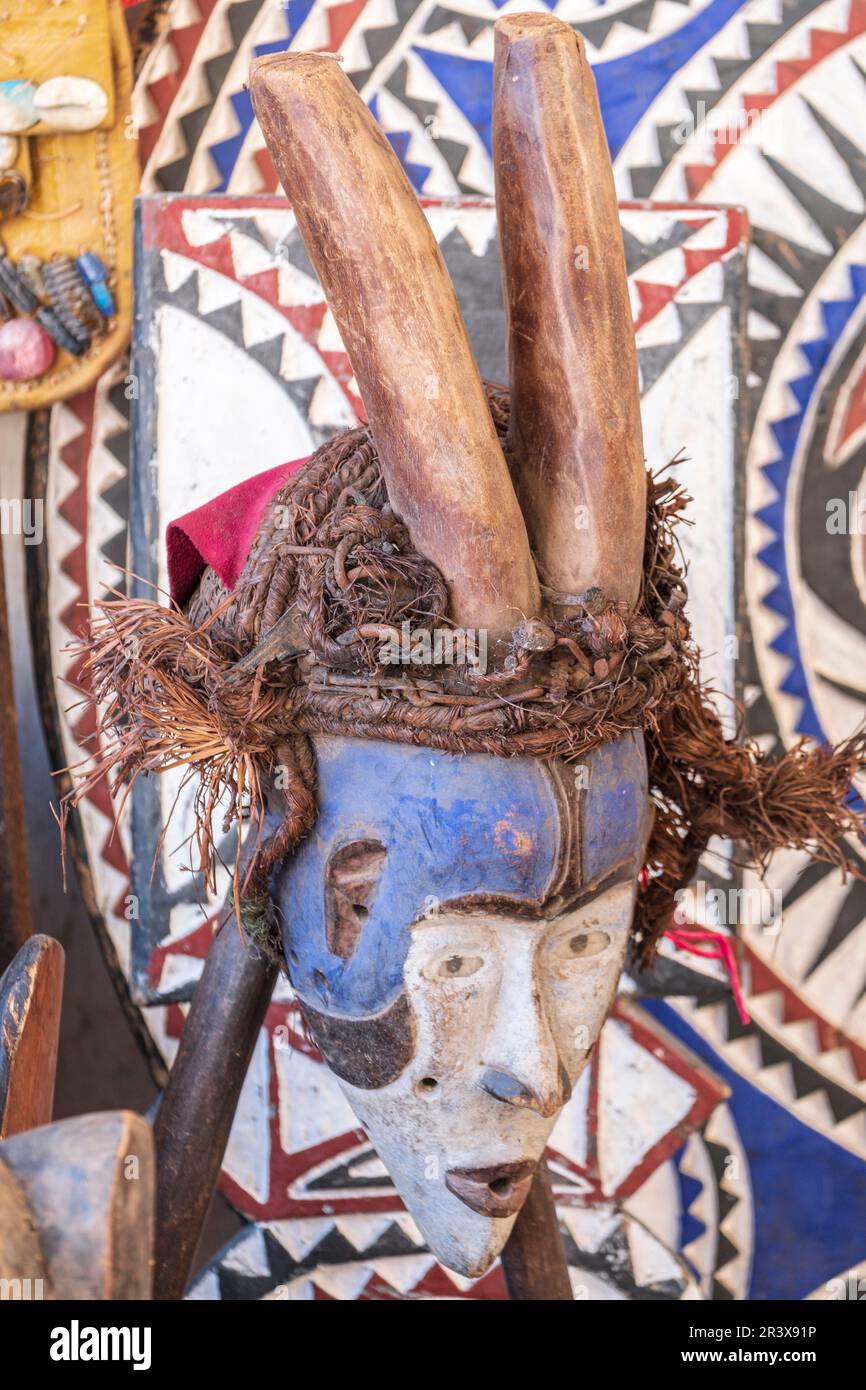 sub-saharan masks in the souk, Essaouira, morocco, africa Stock Photo ...