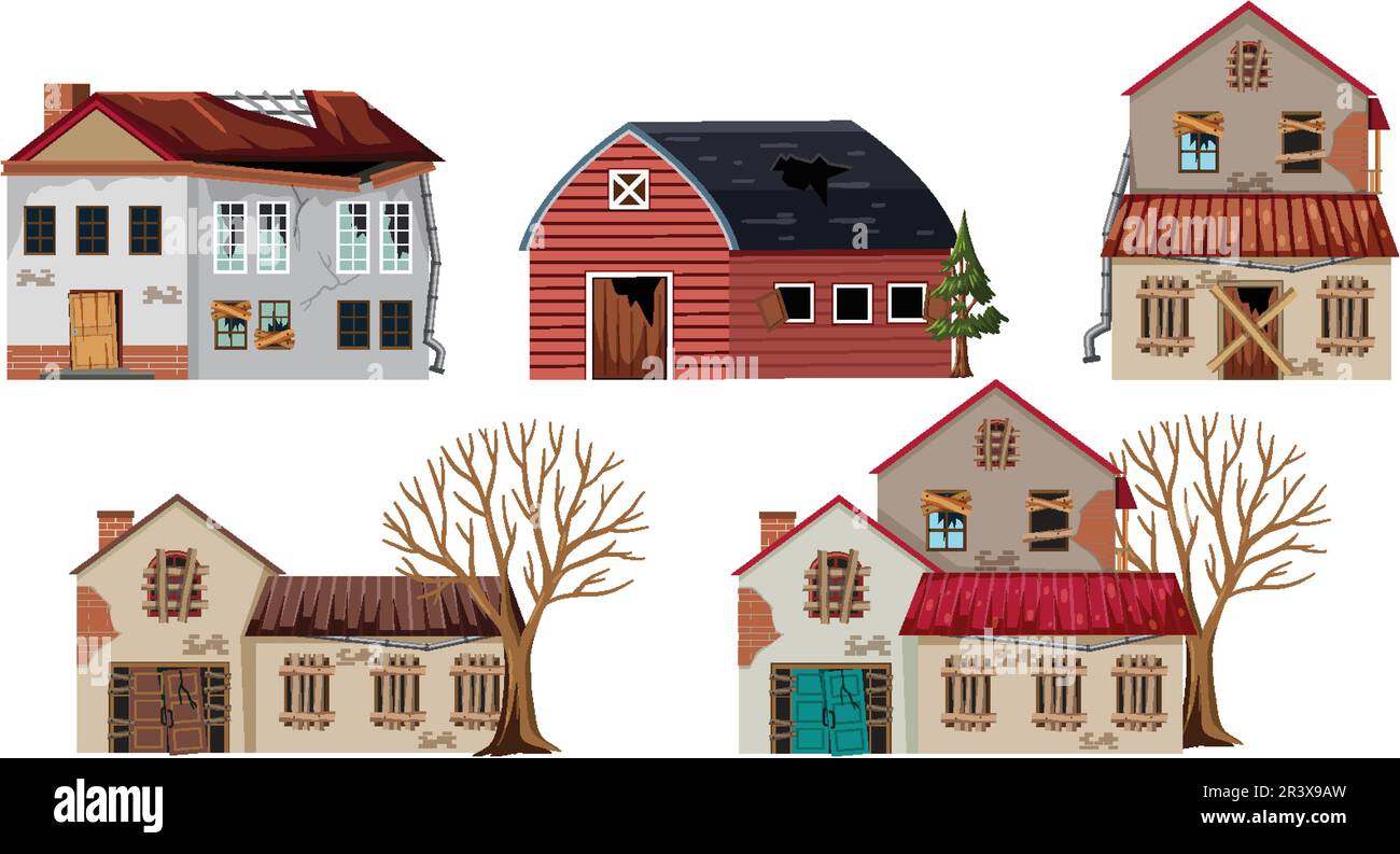 Set of old abandoned house illustration Stock Vector Image & Art - Alamy