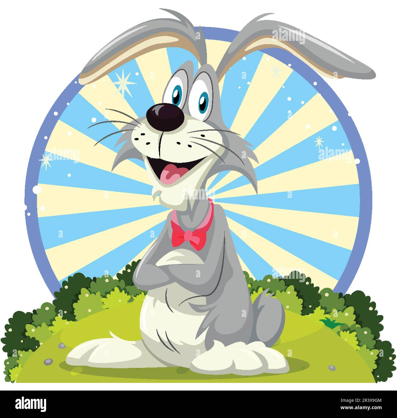 Rabbit with fantasy bush background isolated illustration Stock Vector ...