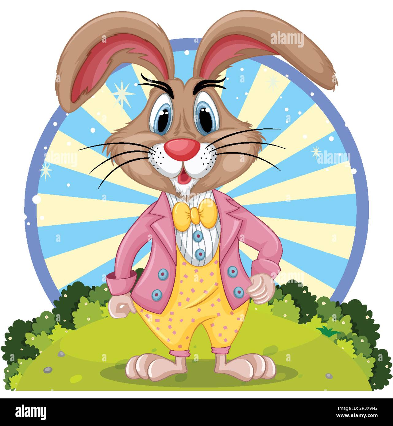 Rabbit with fantasy bush background isolated illustration Stock Vector ...