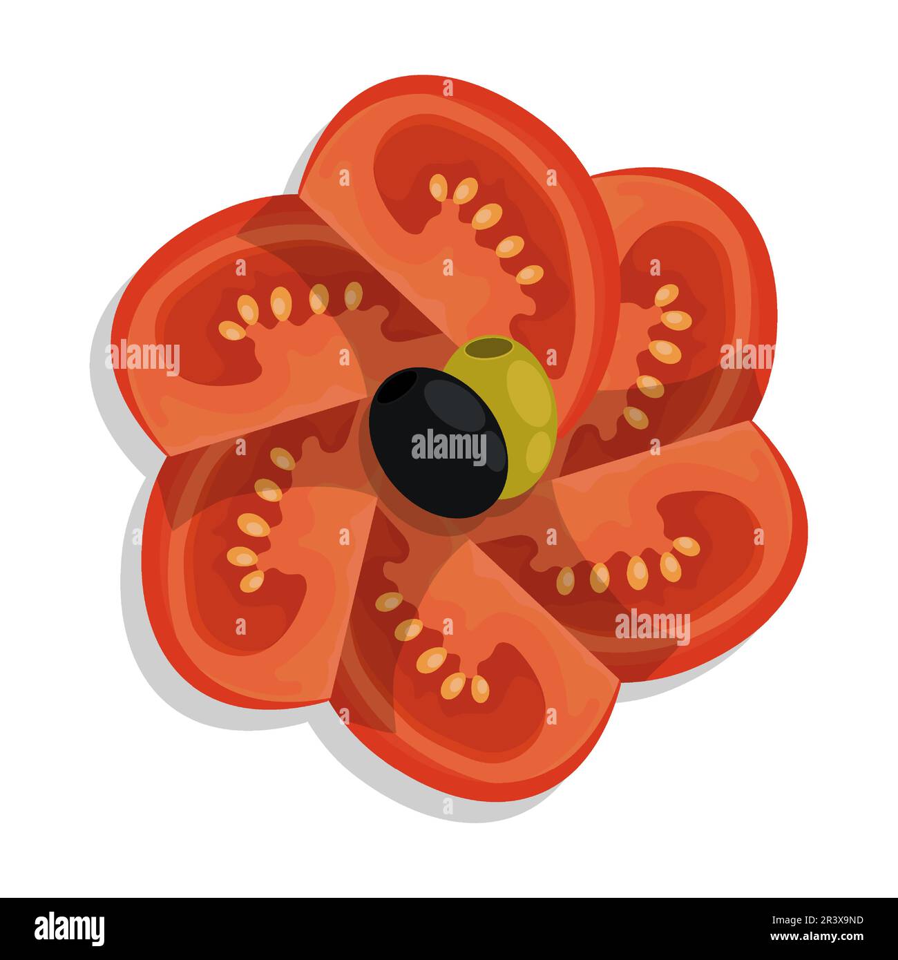 Chopped red tomato slices for decorating of salads and meat dishes ...